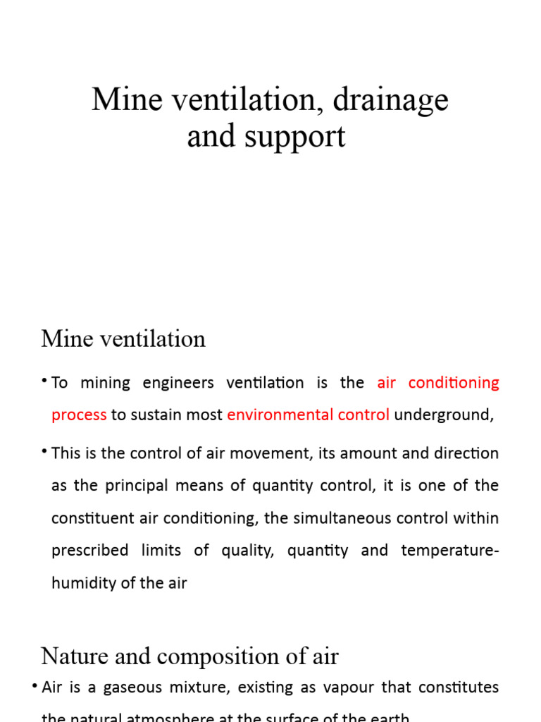 Lecture 5 - Ventilation-1 | PDF | Mining | Atmosphere Of Earth