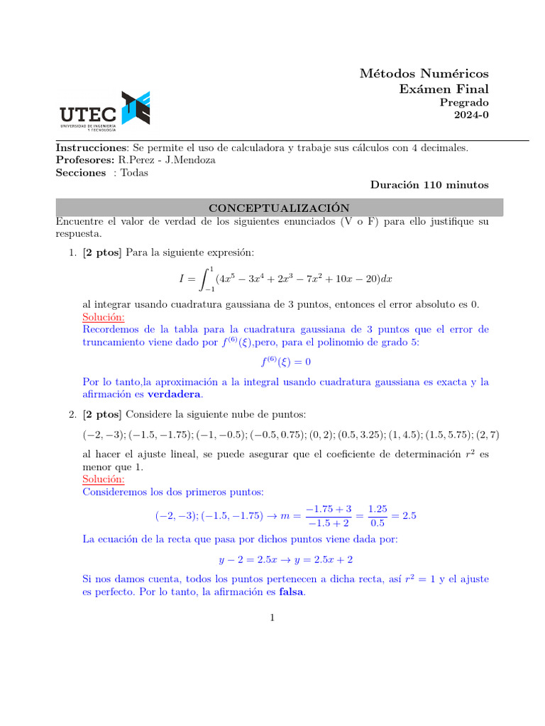Solucionario EF MN 2024 0 | PDF | Análisis numérico | Matemáticas Aplicadas