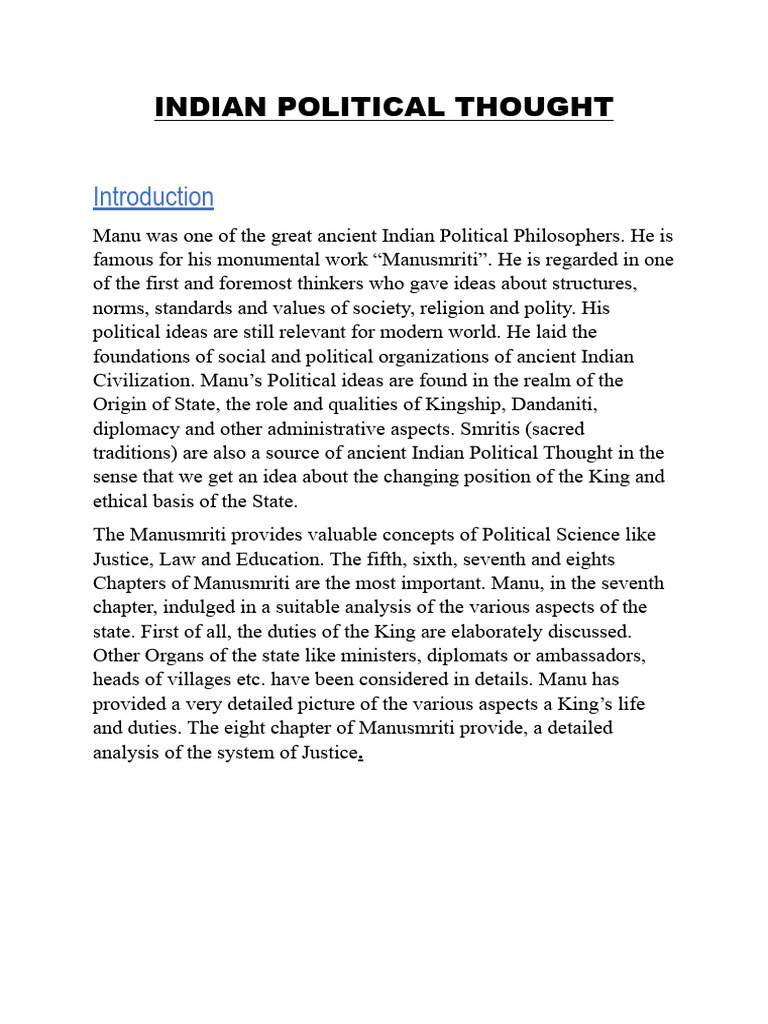 Indian Political Thought | PDF | Politics | Social Science