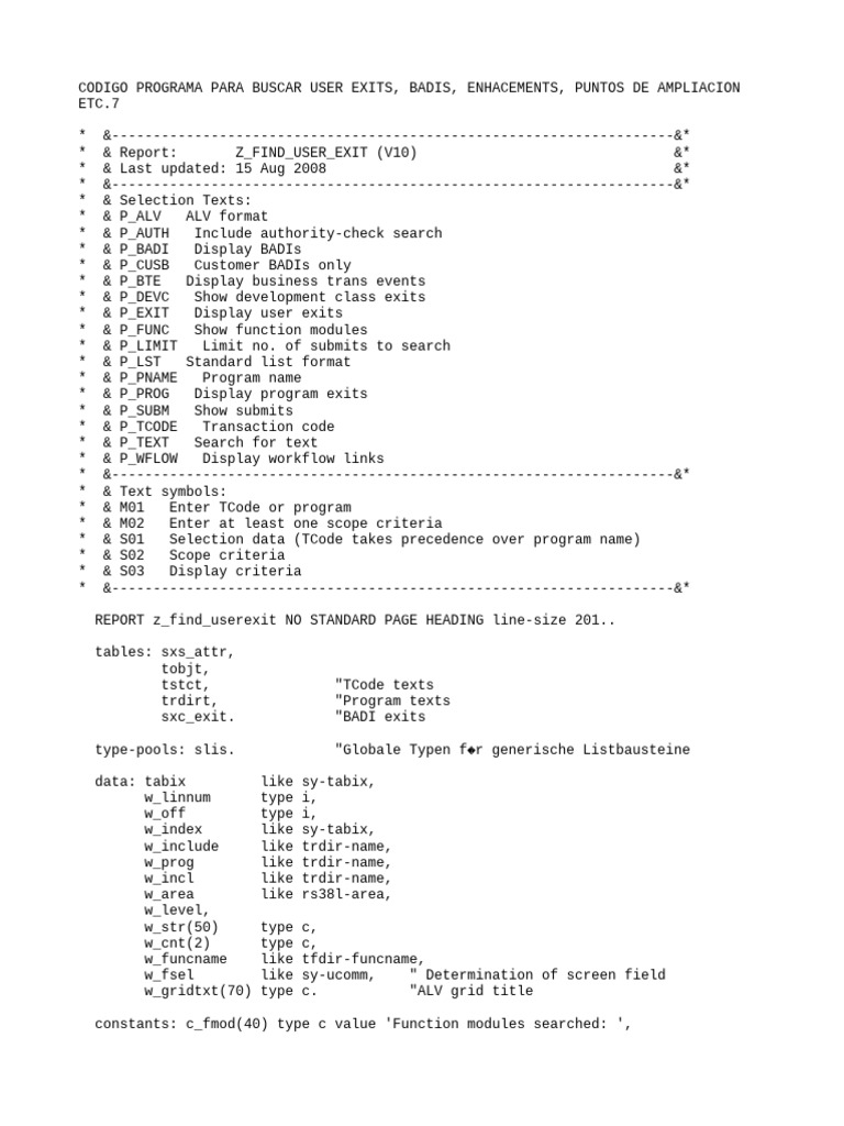 Manual Buscar Badis Exits Enhancements Puntoampliacion Etc | PDF | Software Development ...