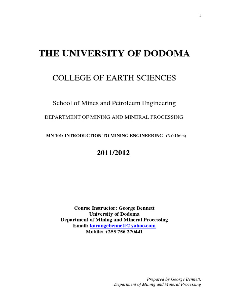 George Bennett-Introduction To Mining Engineering | PDF | Mining | Ore