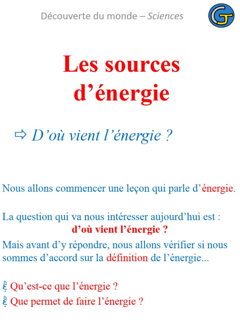 Les Sources Denergie Dou Vient Lenergie | PDF | Sciences sociales ...