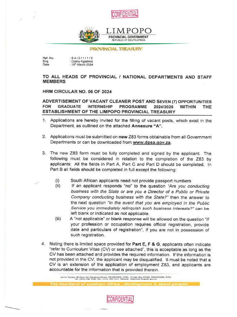 HRM Circular No 06 of 2024 - Advertisement of Posts | PDF