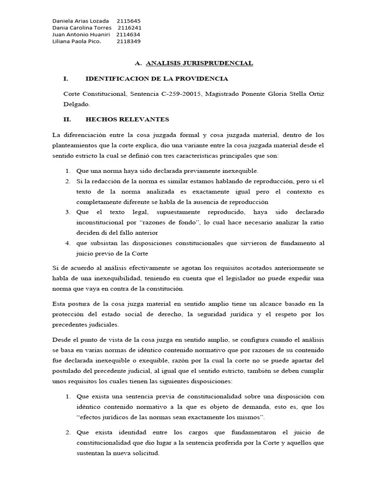 Analisis c259 2015 | PDF | Constitución | Sentencia (ley)