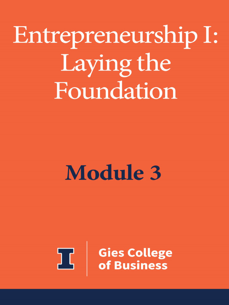 Entrepreneurship I Laying The Foundation Module 3 | PDF ...