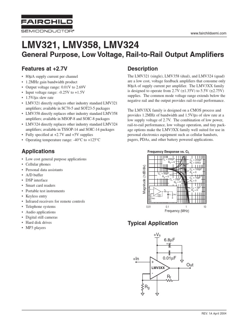 lmv358&324 Ic-Applications | PDF | Amplifier | Telecommunications Engineering