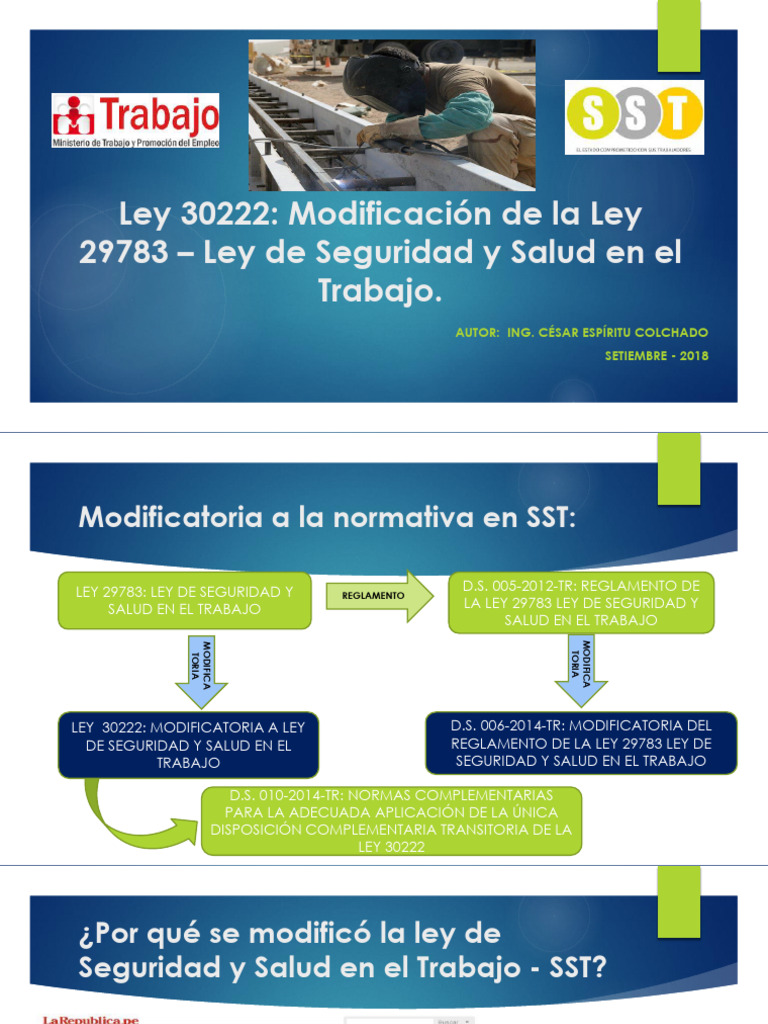 Ley 30222 Modificatoria Ley SST 29783 | PDF | Derecho laboral | Pequeñas y medianas empresas