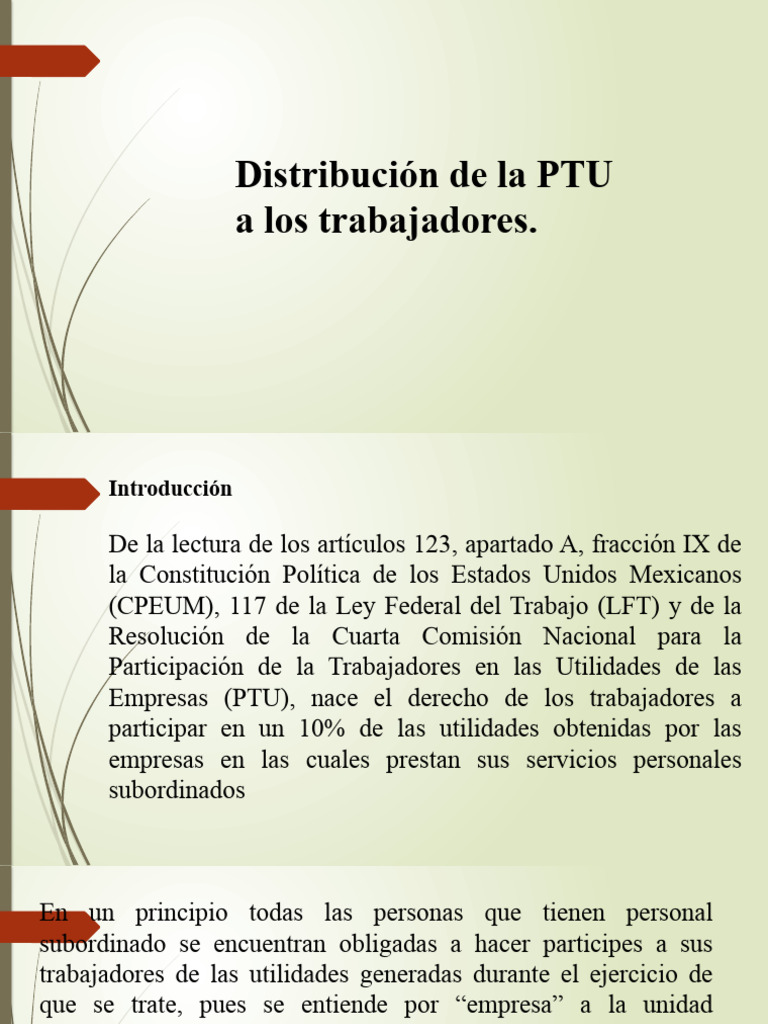 Reparto y Cálculo de la PTU en México | PDF | Salario | Impuesto sobre ...