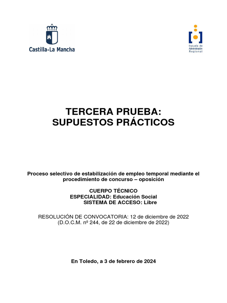 Supuestos Practicos 3a Prueba CT Educacion Social-Concurso-Opo-L | PDF