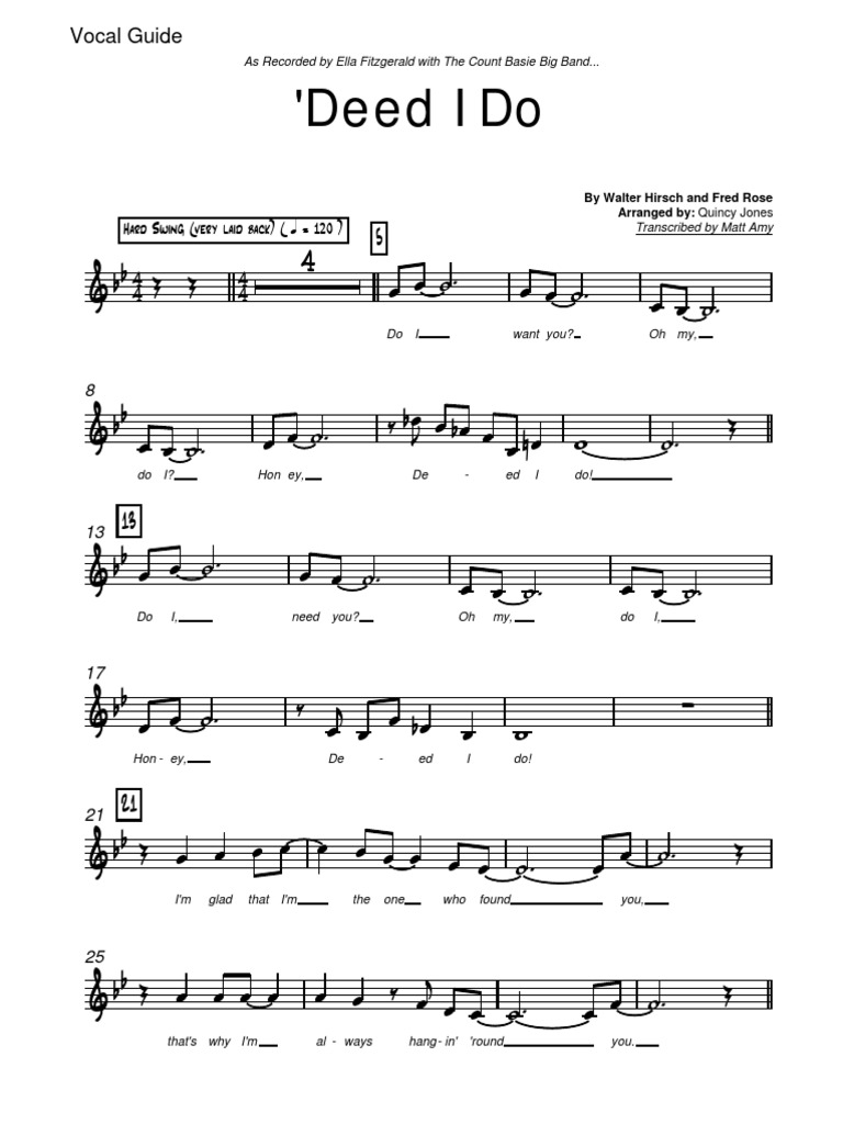 Deed I Do - Vocal Guide | Download Free PDF | American Popular Music | Jazz