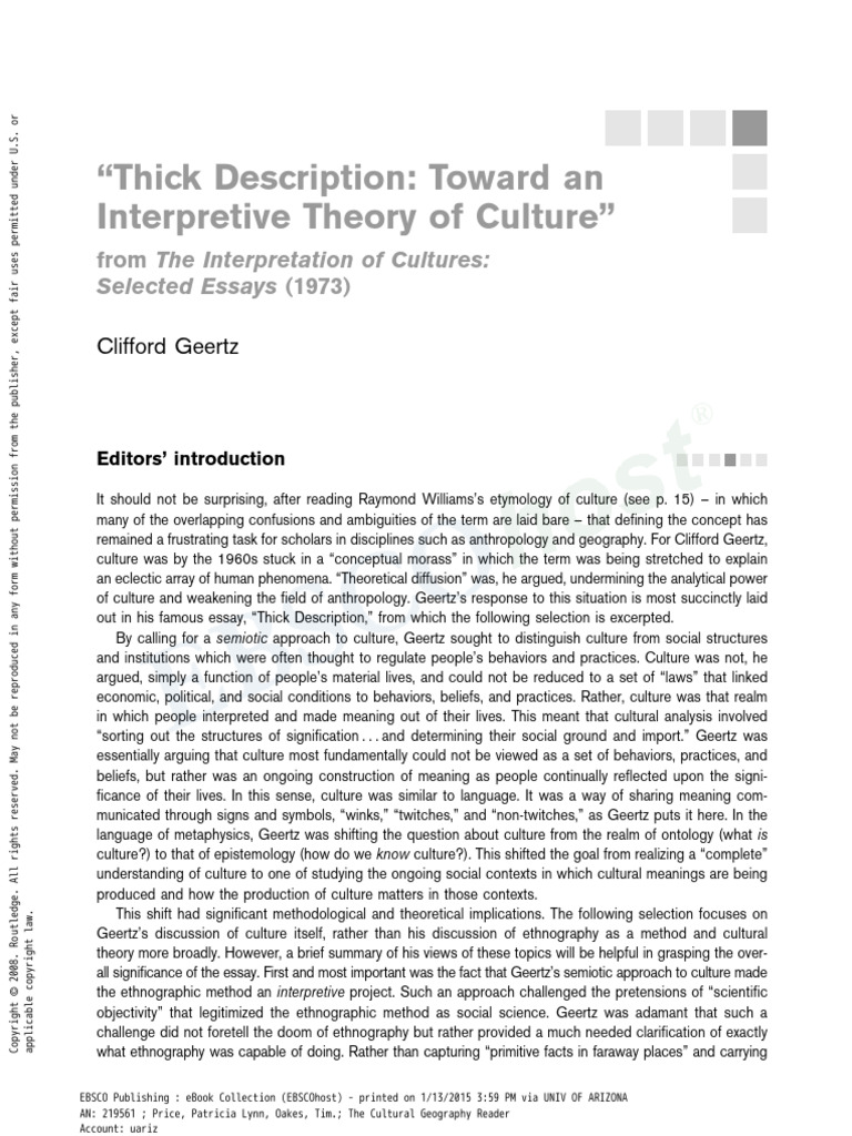 Geertz's Semiotic Approach to Culture | PDF | Ethnography | Anthropology