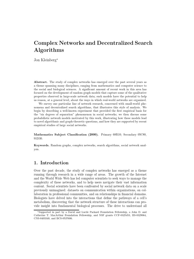 Complex Networks and decentralized search algorithm | PDF | Routing | Peer To Peer