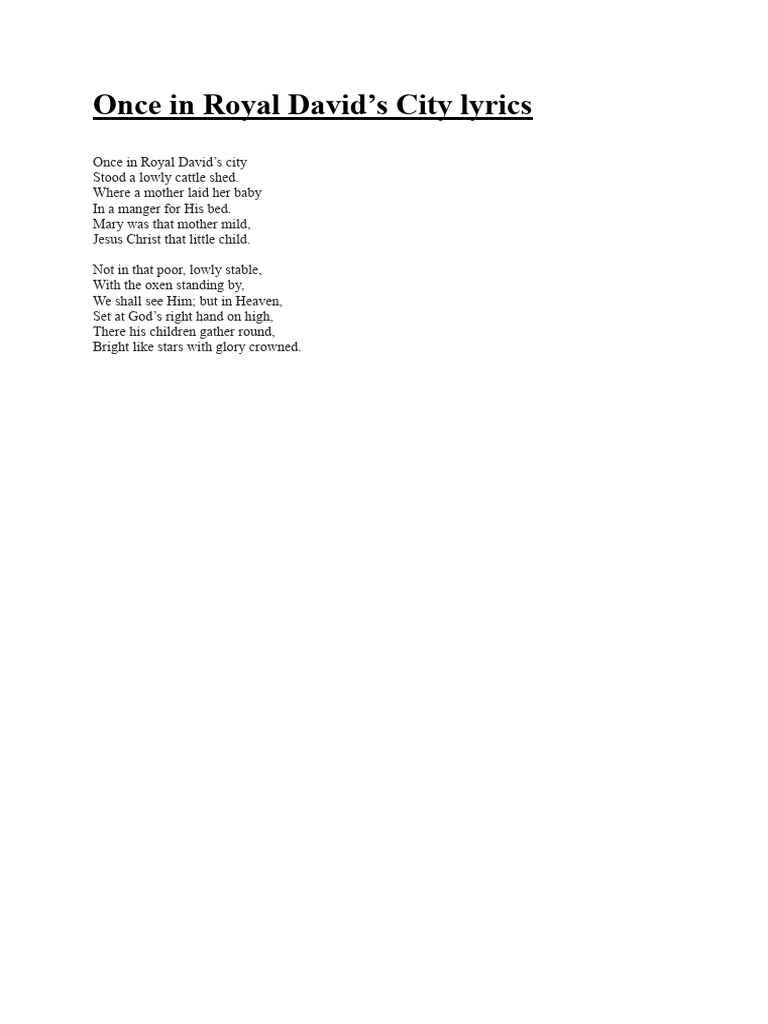 Once in Royal David's City Lyrics | PDF