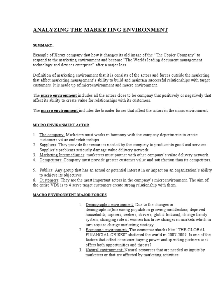Analyzing The Marketing Environment (All) | PDF | Value (Ethics ...