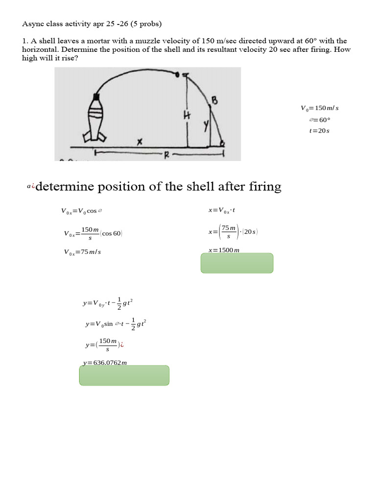 PIA 1-3 Async Class Activity Apr 25 PROJECTILE | PDF | Mechanics ...