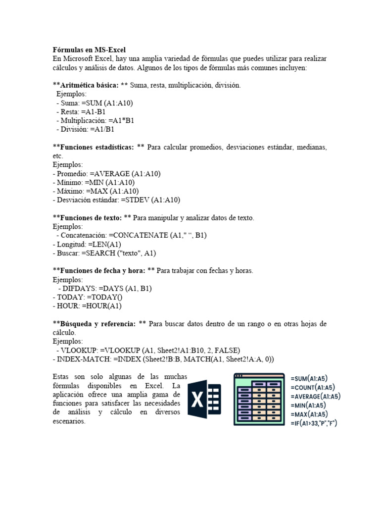 Fórmulas en MS | PDF | Microsoft Excel | Ventana (informática)