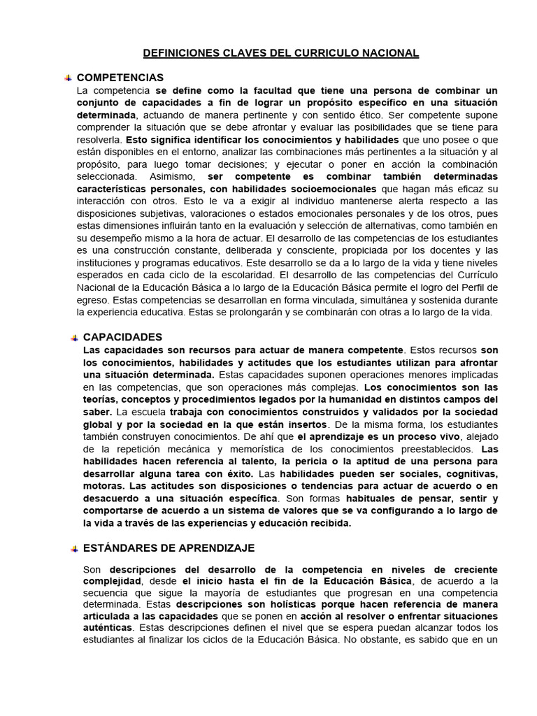 Definiciones Claves Del Curriculo | PDF | Plan de estudios | Educación ...