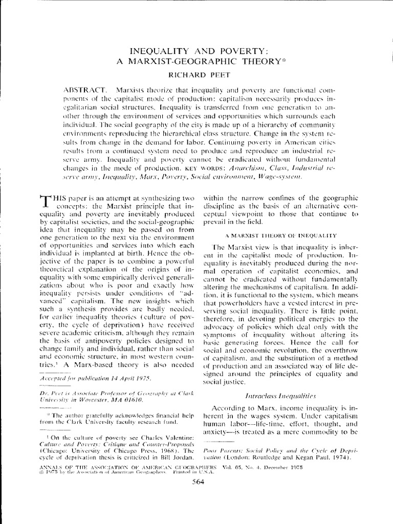 Inequality and Poverty A Marxist Geographic Theory | PDF | Labour Economics | Capitalism