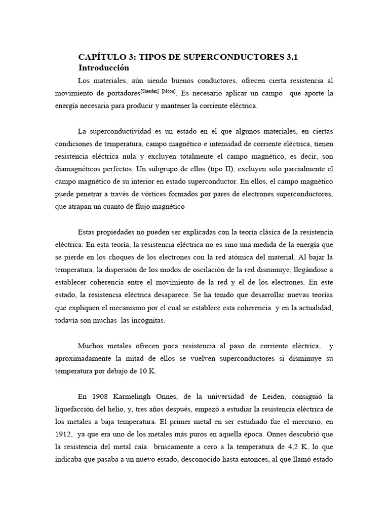 Superconductores: Tipos y Propiedades | PDF | Superconductividad | Corriente eléctrica