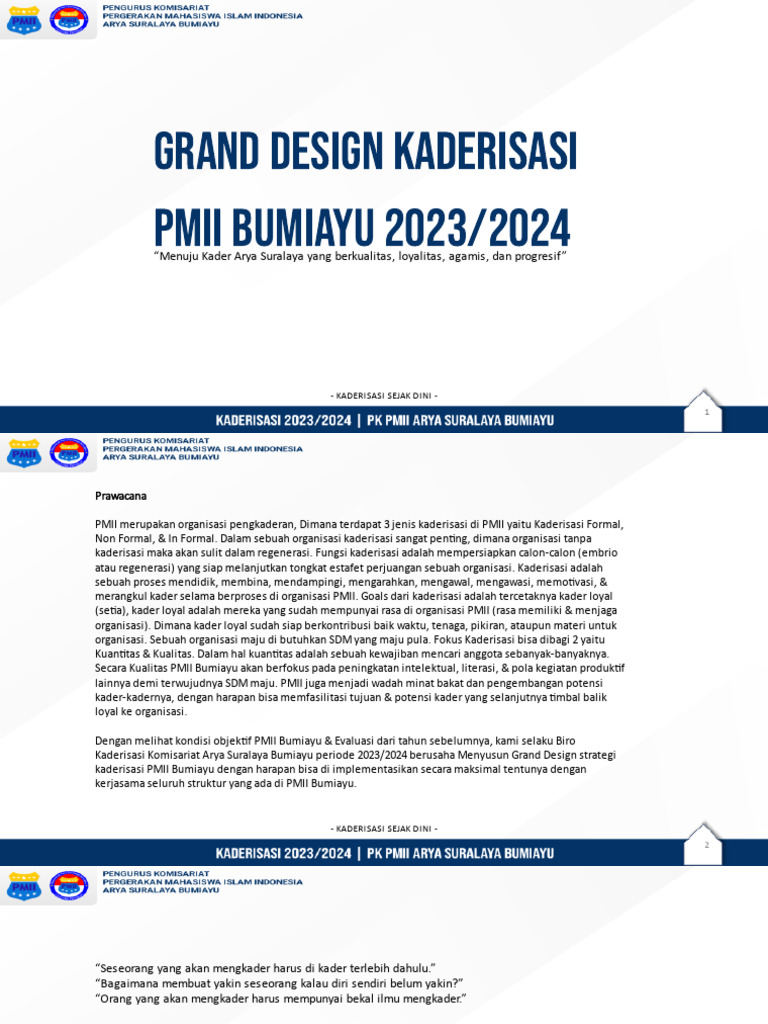 Grand Design Kaderisasi PMII 2023/2024 | PDF | Karier & Perkembangan ...