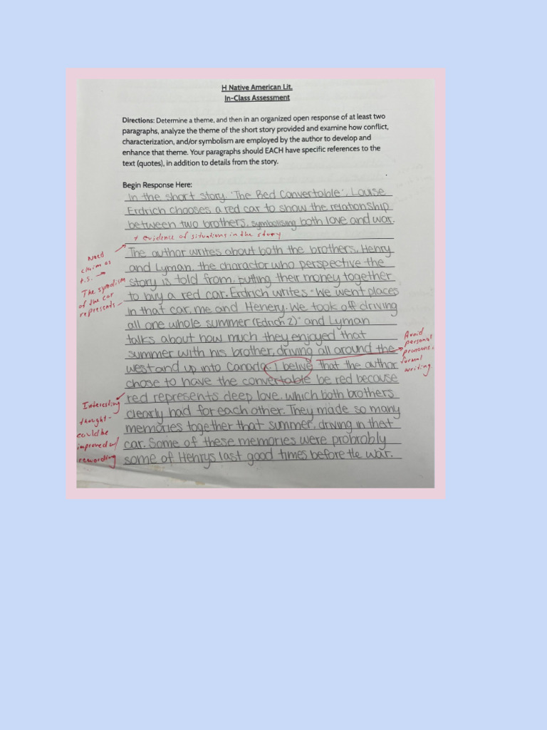 H Native American Lit in Class Assessment-4 | PDF