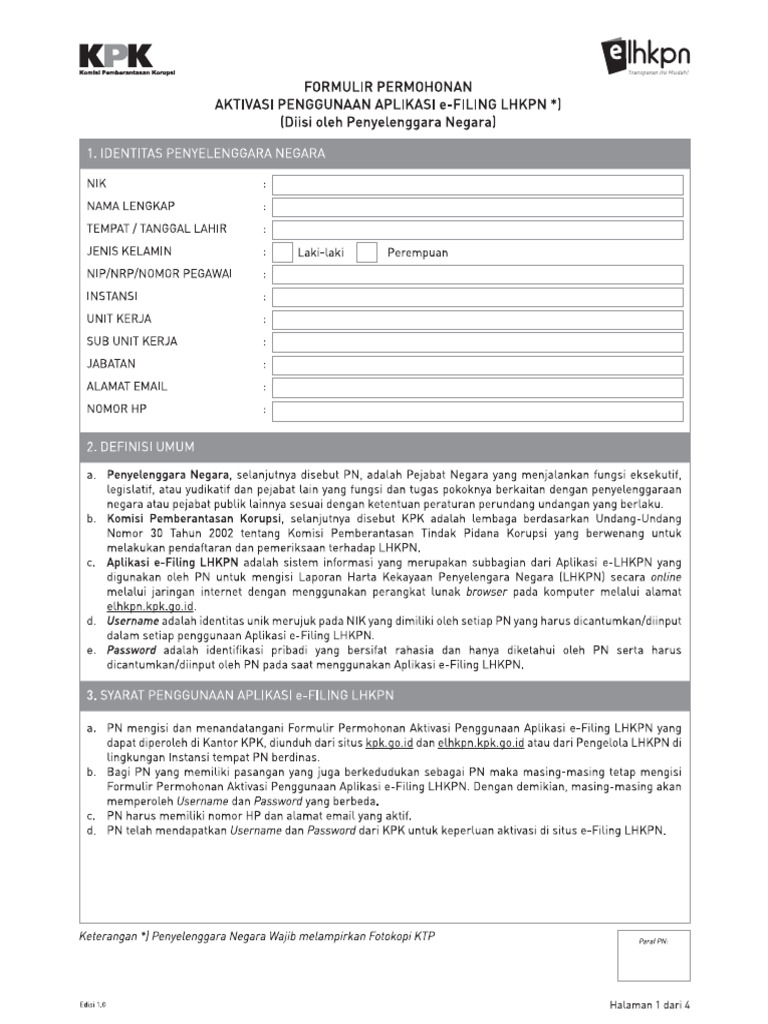 Elhkpn (Formulir) | PDF