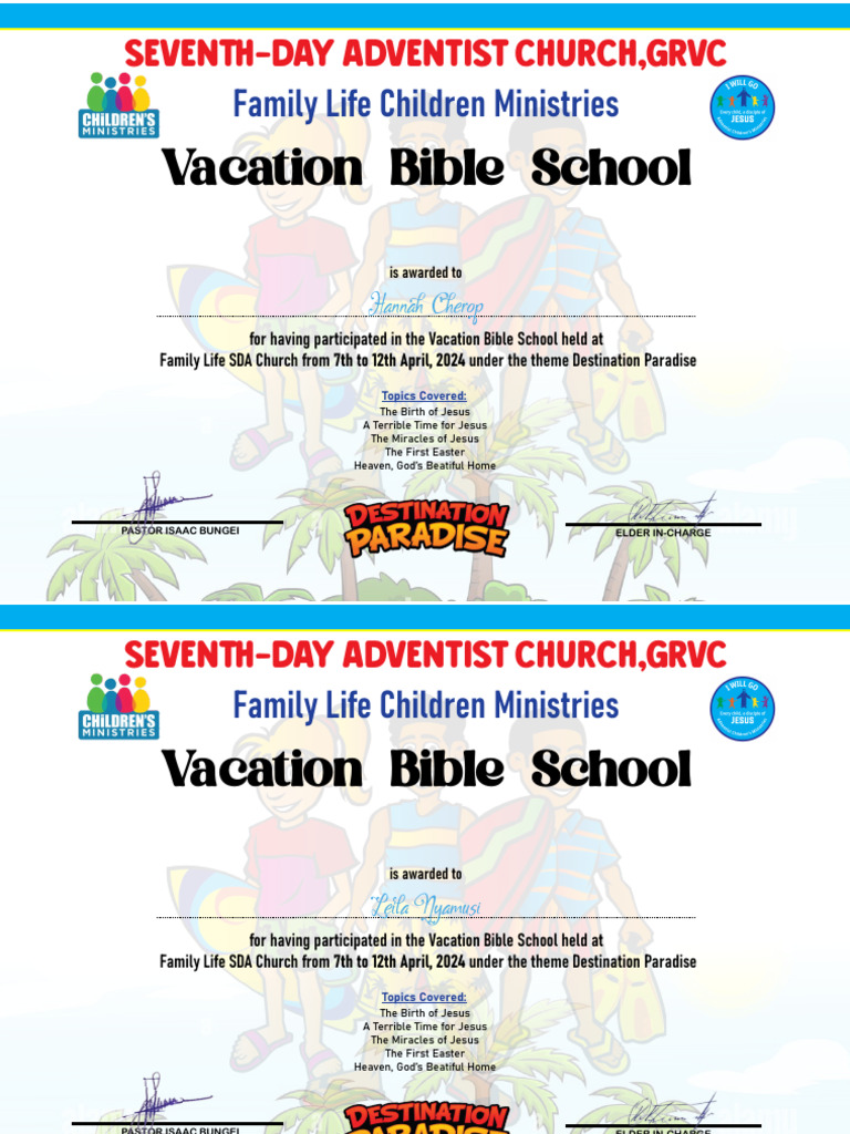 Vbs Cert 2024 One | Download Free PDF | Seventh Day Adventist Church ...