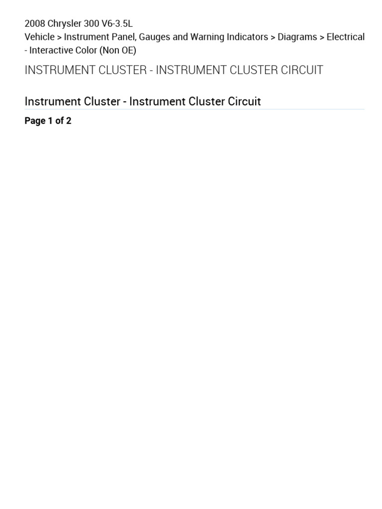 Instrument Cluster - Instrument Cluster Circuit (Instrument Panel ...
