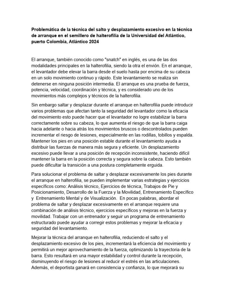 Tecnica de Snatch | PDF