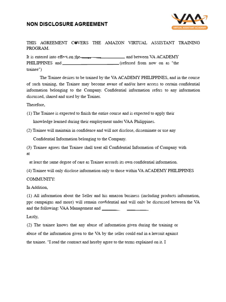 Non Disclosure Agreement | Download Free PDF | Non Disclosure Agreement ...