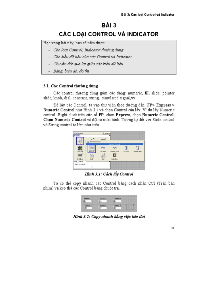 Sach LabVIEW - Bai 3 Control Va Indicator Trong LabVIEW | PDF
