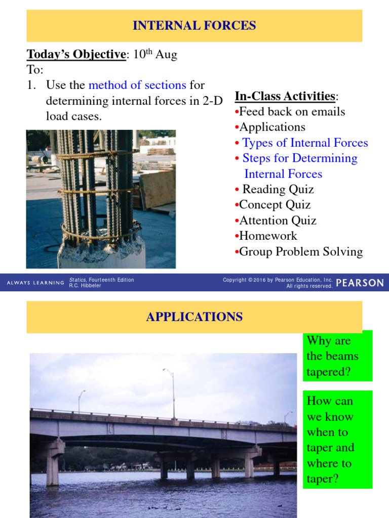 Lecture 10th August Topic Internal Forces in Beams | PDF | Bending ...
