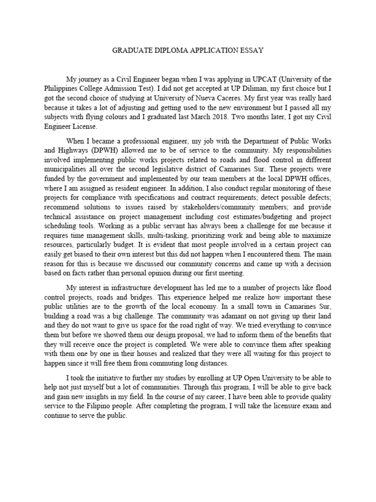 Graduate Diploma Application Essay | PDF | Career & Growth | Art