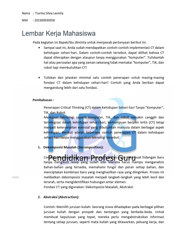Lembar Kerja Mahasiswa | PDF
