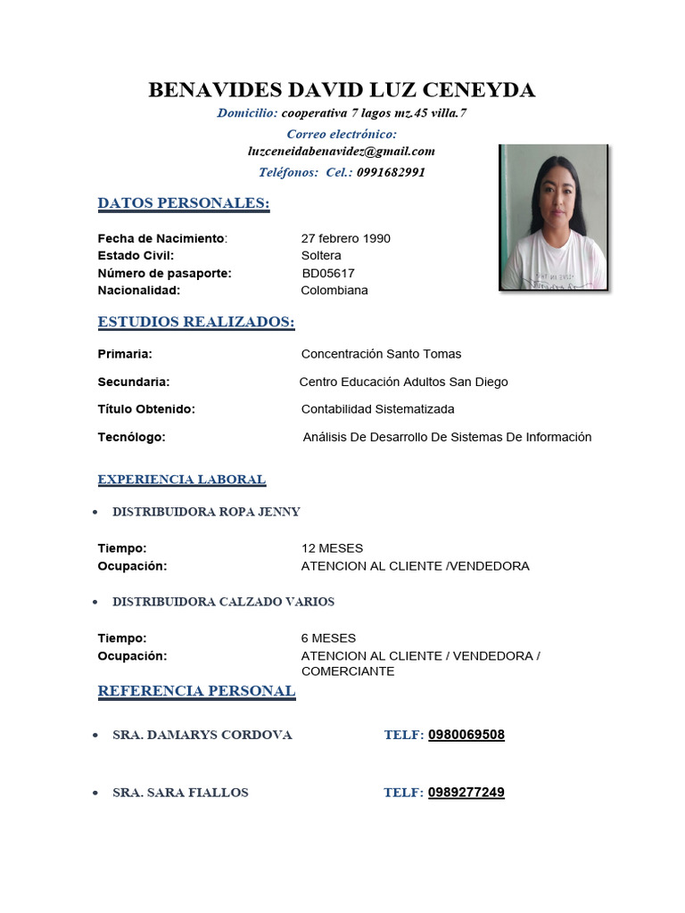 Curriculum Luz | PDF | Derecho