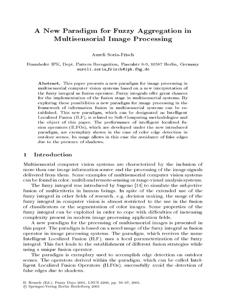 A New Paradigm For Fuzzy Aggregation in Multisensorial Image Processing | PDF | Fuzzy Logic ...