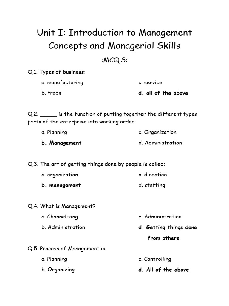 Unit 1 - Revised Question Bank 23-24 | PDF | Decision Making | Disciplines