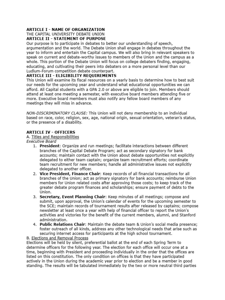 Debate Constitution - 24-25 | PDF | Board Of Directors | Constitutional ...