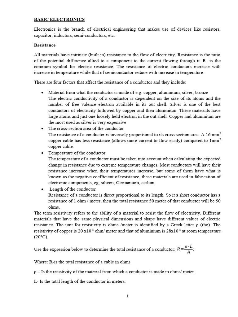 BASIC ELECTRONICS | Download Free PDF | Inductor | Inductance