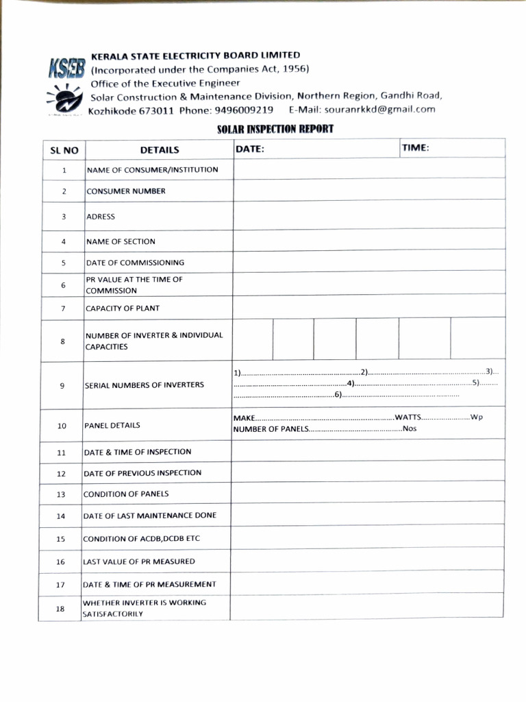 Solar-inspection report | PDF | Power Engineering | Manufactured Goods