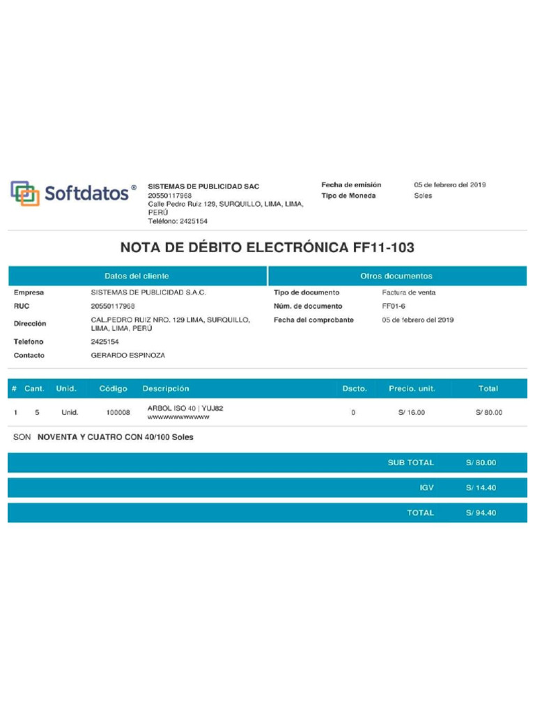 JIMENA NOTA de debito | PDF