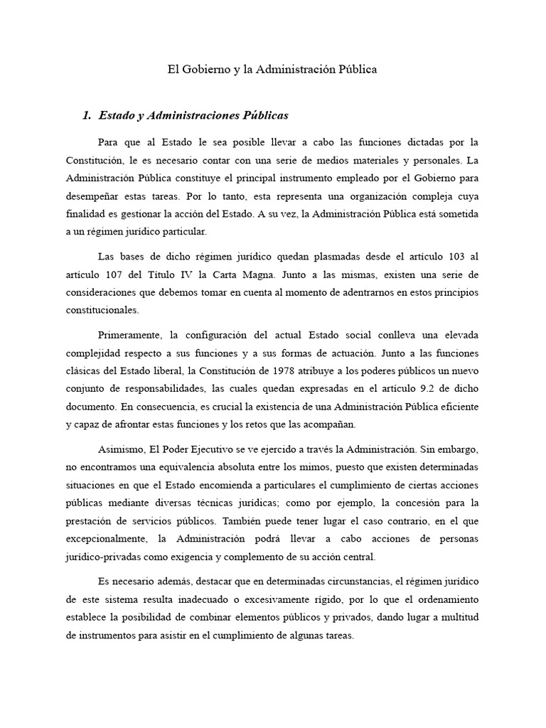 El Gobierno y La Administración Pública | PDF | Administración Pública ...