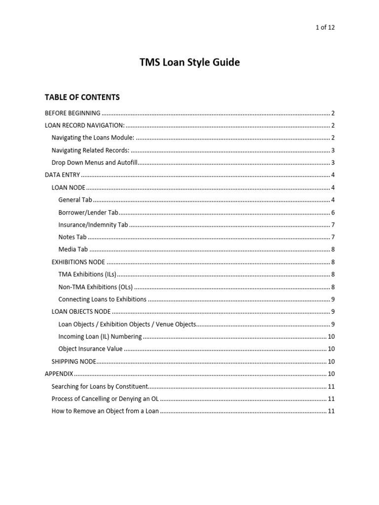 Tms Loan Style Guide | PDF | Loans | Insurance