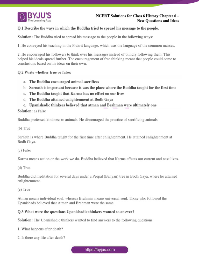 NCERT Solutions For Class 6 History Chapter 6 New Questions and Ideas ...