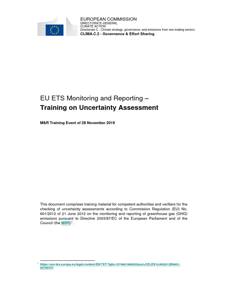 EU ETS Uncertainty Assessment Training | PDF | Metrology | Calibration