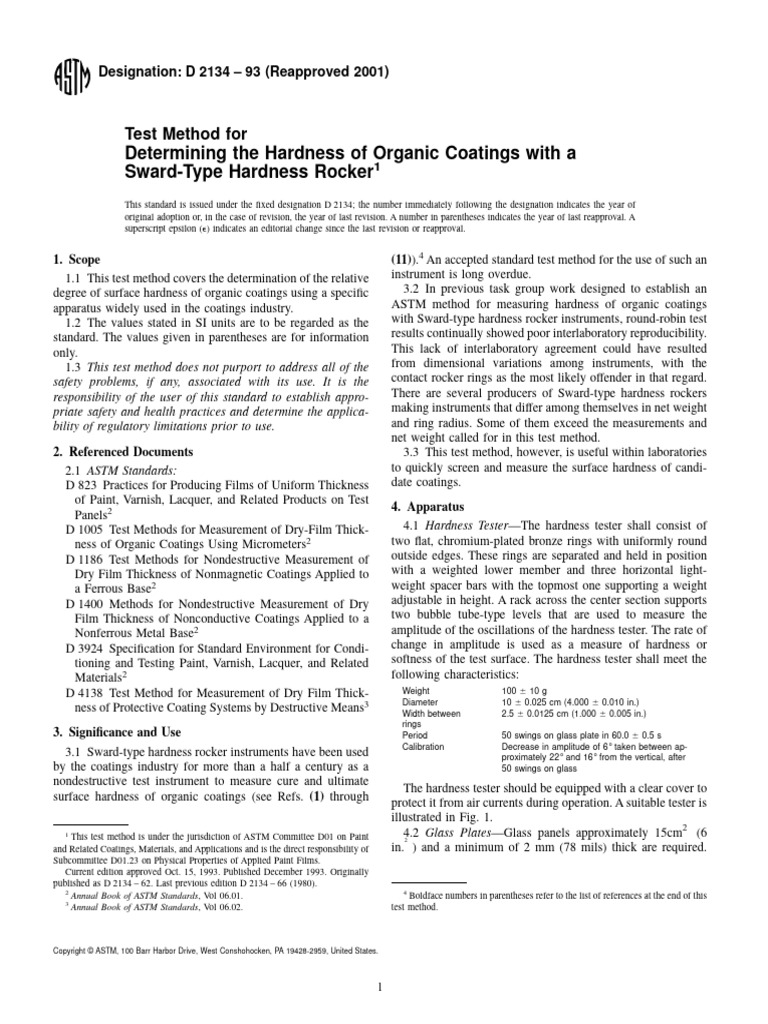 D2134 Dureza Sward | PDF | Hardness | Coating