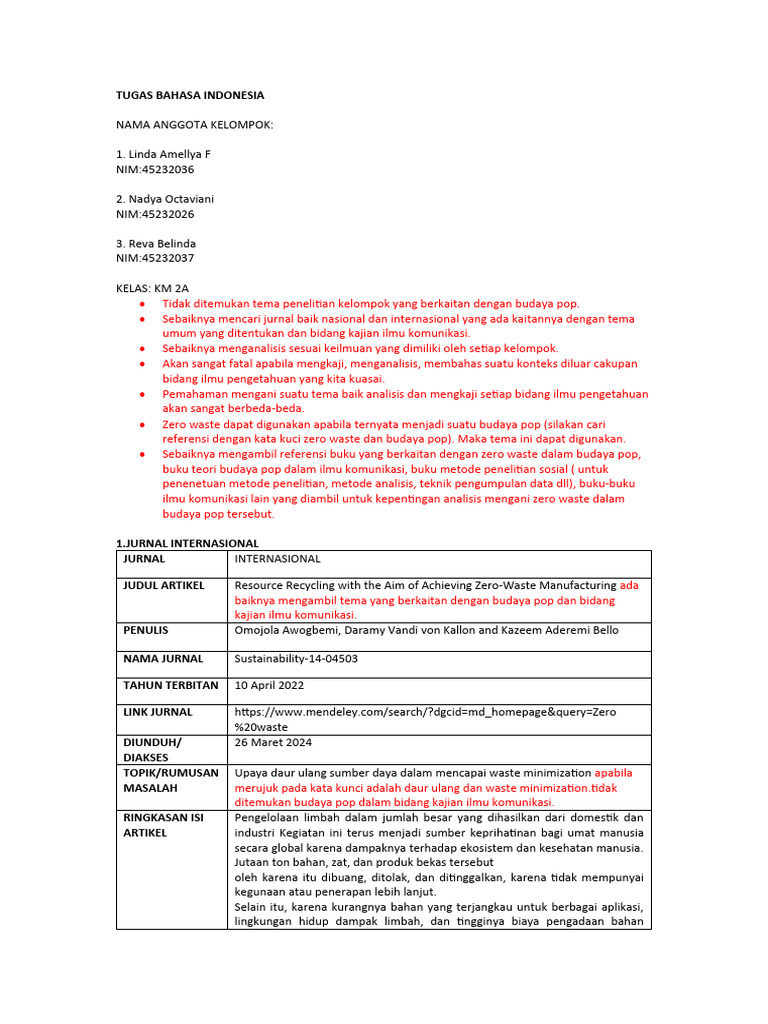 Catatan Revisi Tugas 1 Kelompok 12 Km.2a - 2024 (Genap) | PDF | Sains & Matematika