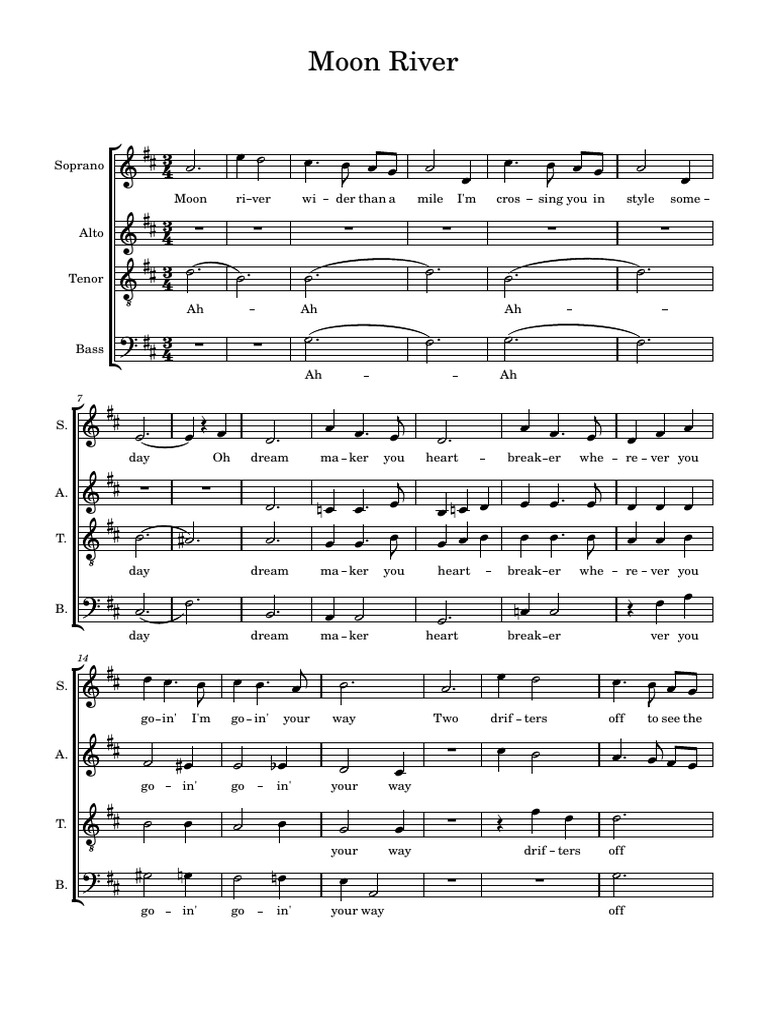 Moon River | PDF | Vocal Music | Pitch (Music)