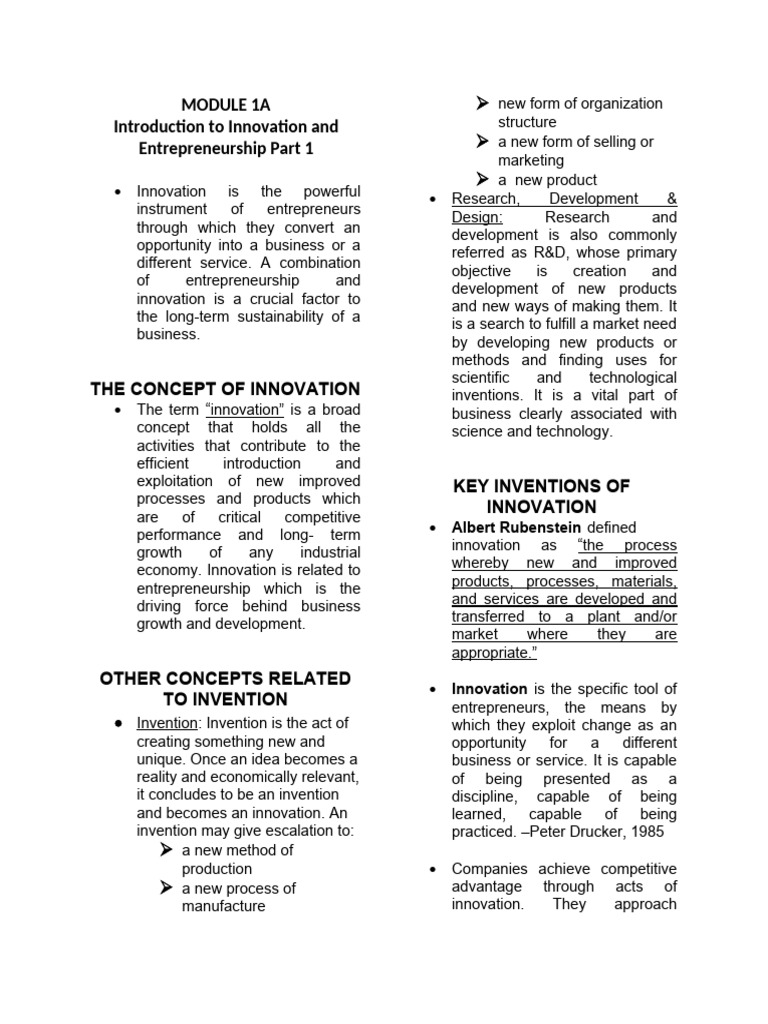 Entrep Reviewer | PDF | Innovation | Entrepreneurship