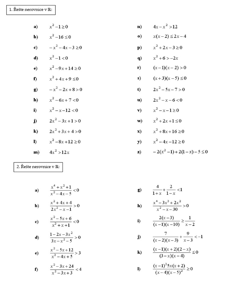 Kvadraticke Nerovnice II. | PDF